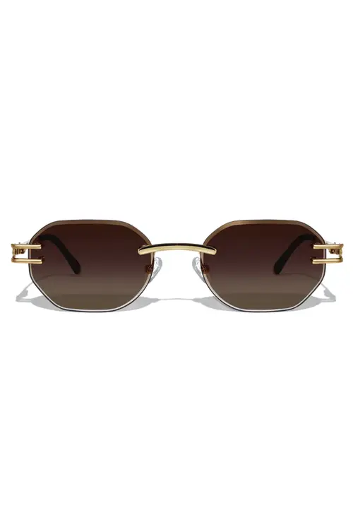 COSSINO Emil Rimless Oval Sunglasses - Brown