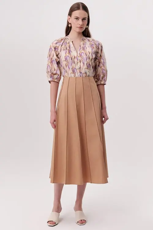 EXQUISE Karlie Fitted Multi Panel Flared Midi Skirtt