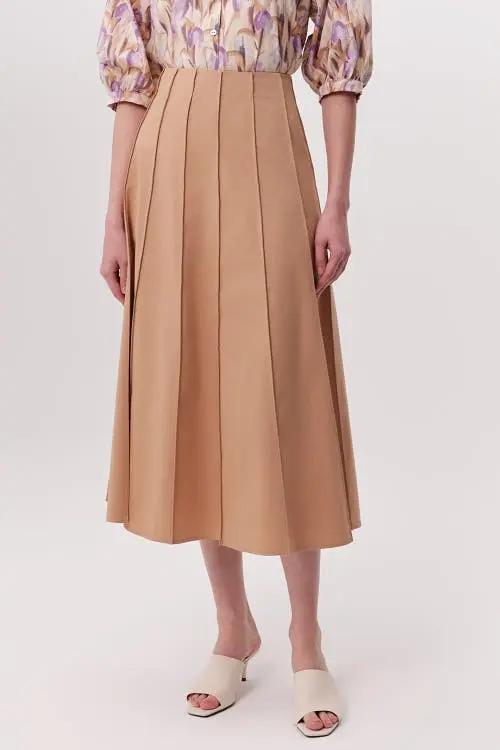 EXQUISE Karlie Fitted Multi Panel Flared Midi Skirtt