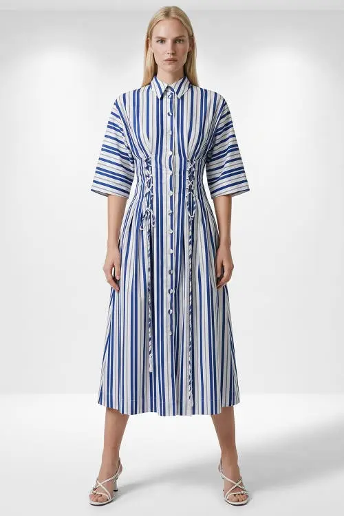 EXQUISE Deryll Tie Detail Regular Midi Dress