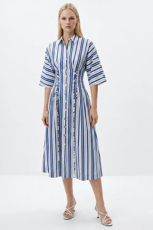 EXQUISE Deryll Tie Detail Regular Midi Dress