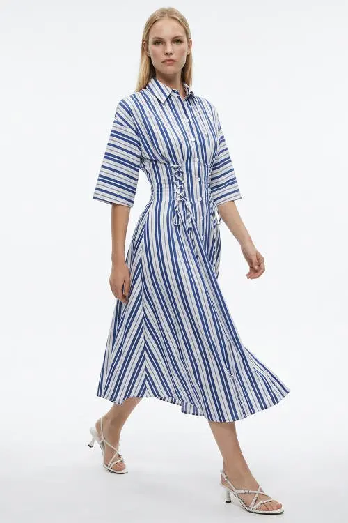 EXQUISE Deryll Tie Detail Regular Midi Dress