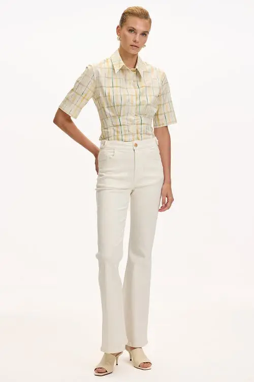 EXQUISE High Waist Flared Leg Jeans