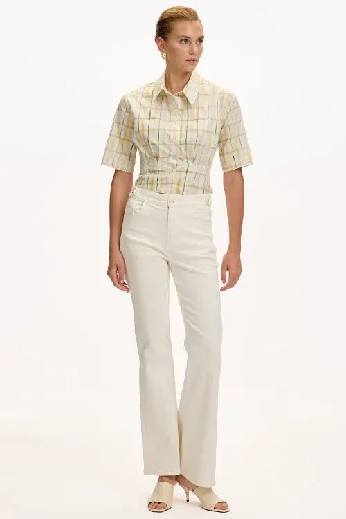 EXQUISE High Waist Flared Leg Jeans