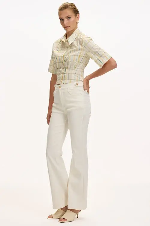 EXQUISE High Waist Flared Leg Jeans
