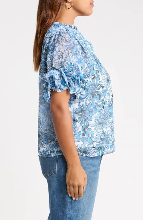 SUGARLIPS Tierra Ruffle Floral V-neck Top