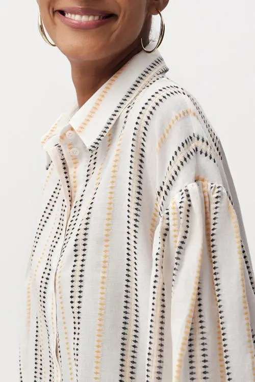 EXQUISE Bernyce Shirt Collar Long Sleeve Cotton Shirt