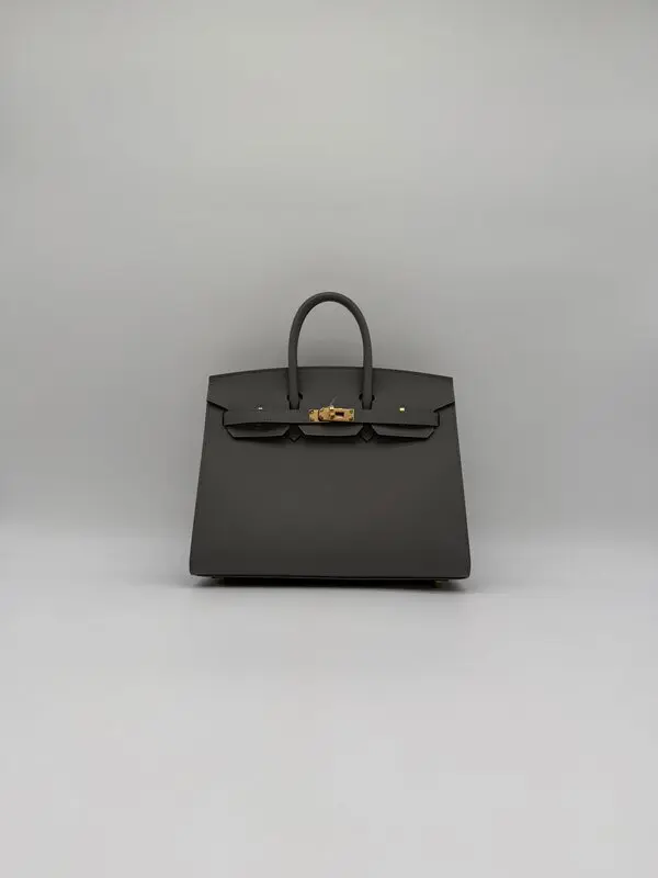 Hermès Birkin 25cm Sellier Gris Meyer Madame Leather Gold Hardware - Grey