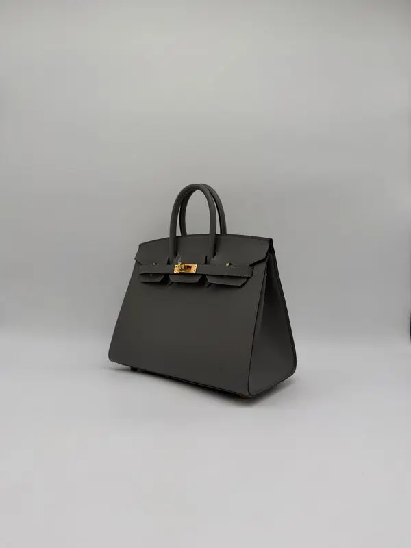 Hermès Birkin 25cm Sellier Gris Meyer Madame Leather Gold Hardware - Grey