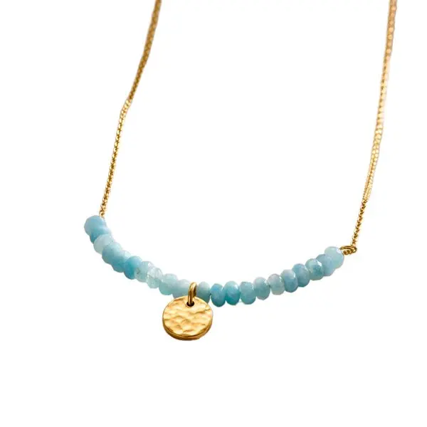 POSH TOTTY DESIGNS Yellow Pale Blue Semi Precious Beaded Necklace - Gold