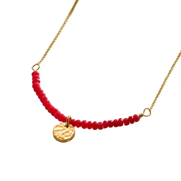 POSH TOTTY DESIGNS Red / Gold Yellow Gold Red Semi Precious Beaded Necklace - Red/gold