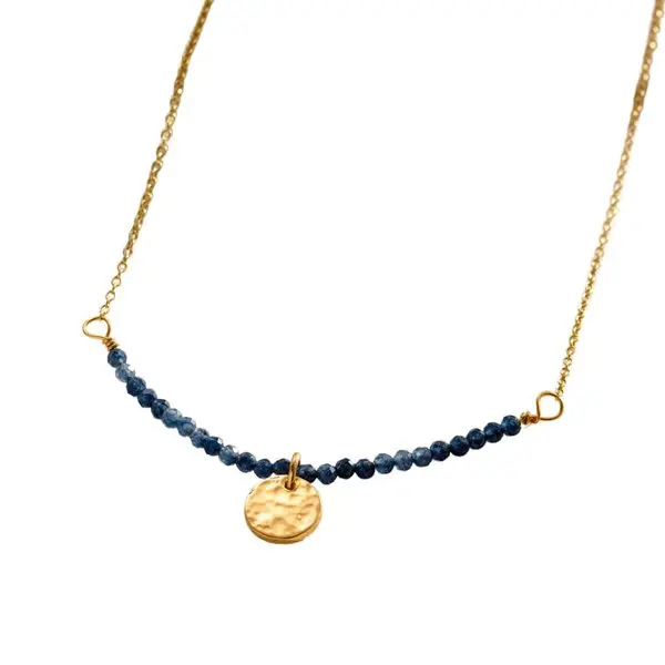 POSH TOTTY DESIGNS Yellow Dark Blue Semi Precious Beaded Necklace - Gold
