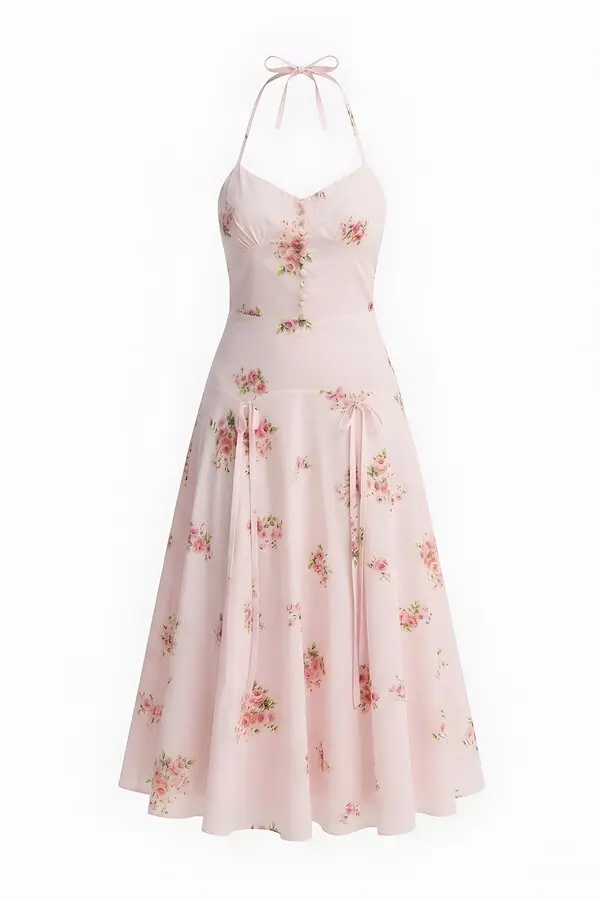 GEORGETTE Rosalie Floral Halter Midi Dress