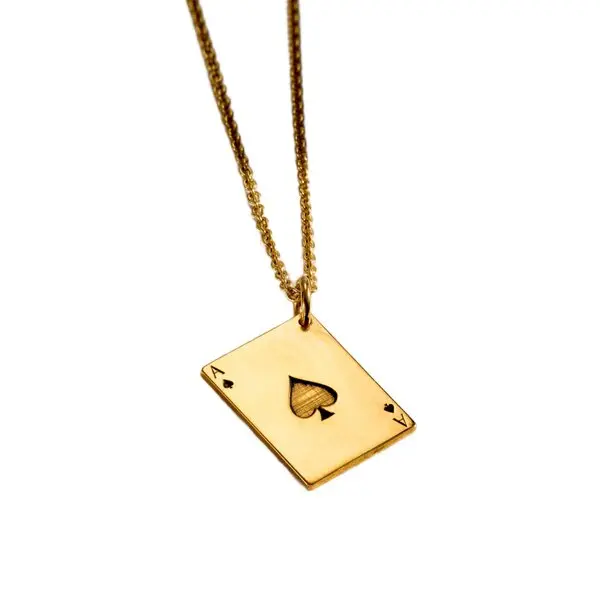 POSH TOTTY DESIGNS Yellow Ace Of Spades Playing Card Charm Necklace - Gold