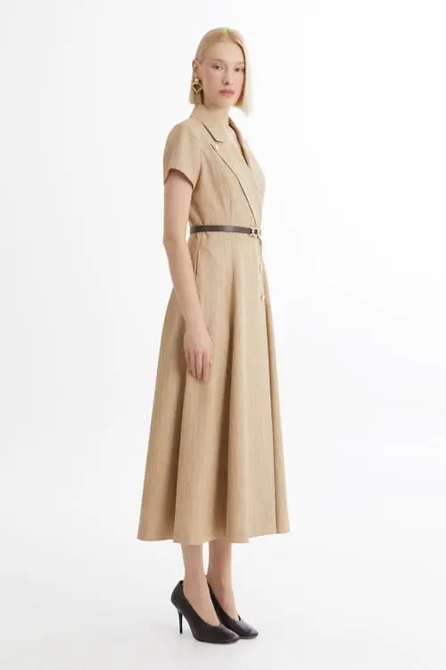 GIZIA Belted Flounce Dress