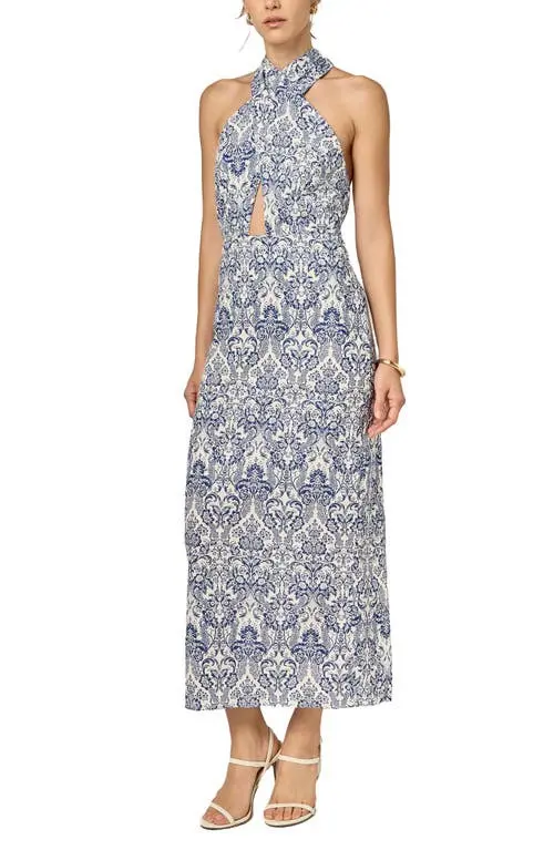 English Factory Printed Cutout Halter Maxi Dress