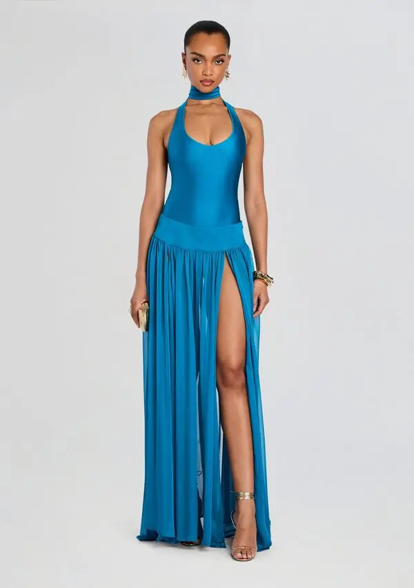 SHANI SHEMER Meadow Maxi Skirt - Blue Teal