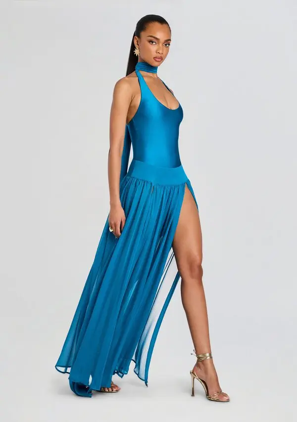 SHANI SHEMER Meadow Maxi Skirt - Blue Teal
