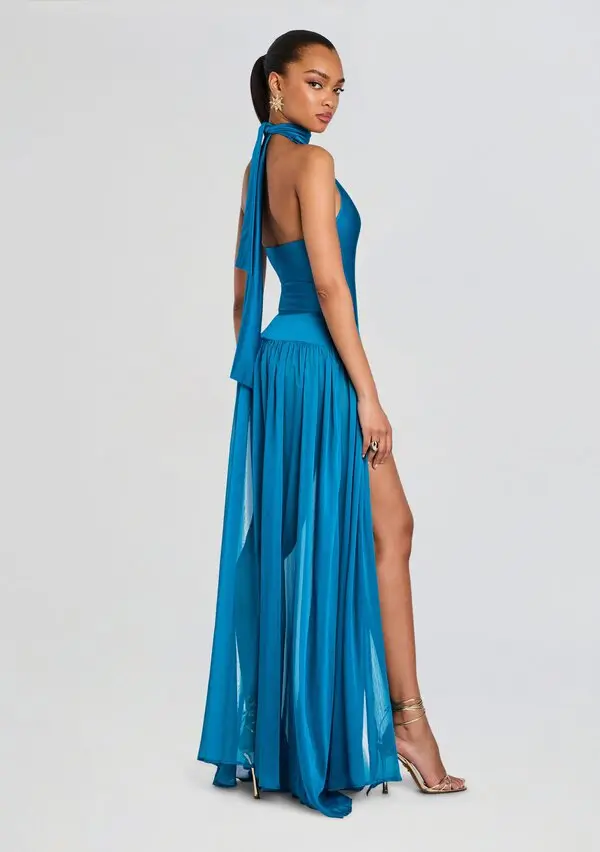 SHANI SHEMER Meadow Maxi Skirt - Blue Teal