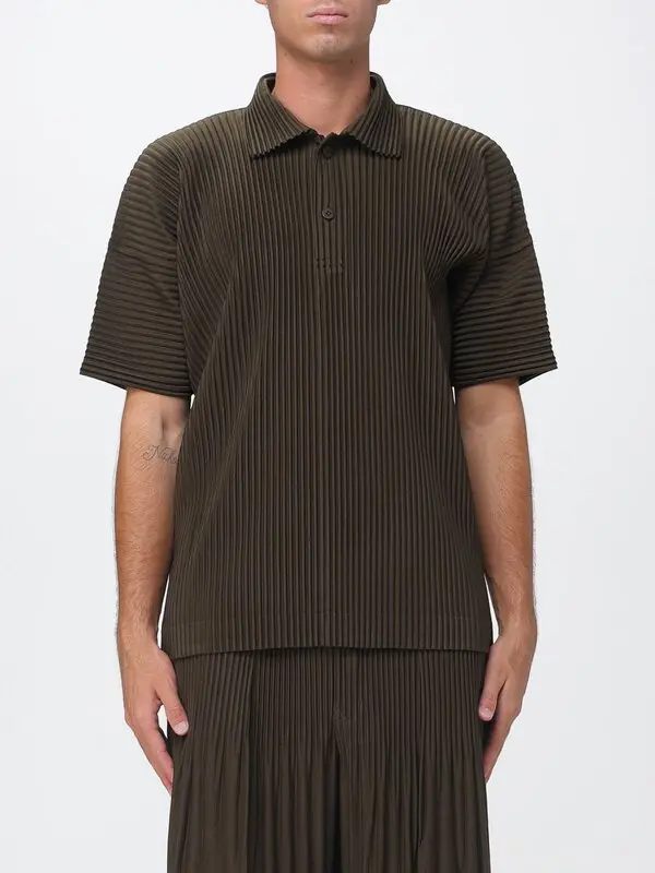 Issey Miyake Homme Plissé Short-sleeved Pleated Crêpe Polo Shirt - Brown
