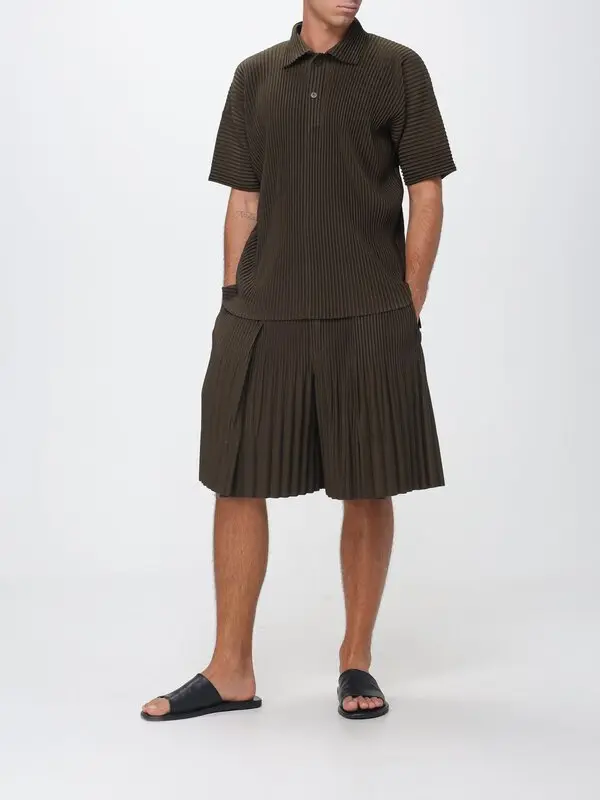 Issey Miyake Homme Plissé Short-sleeved Pleated Crêpe Polo Shirt - Brown