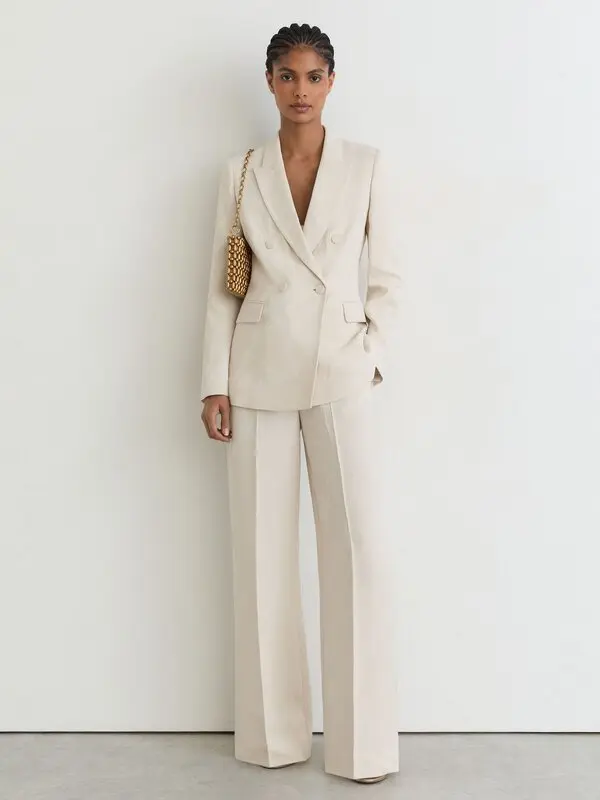 REISS Ottie Double-breasted Jacquard Blazer