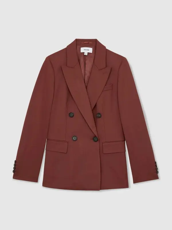REISS Solene Petite Wool-blend Double-breasted Suit Blazer