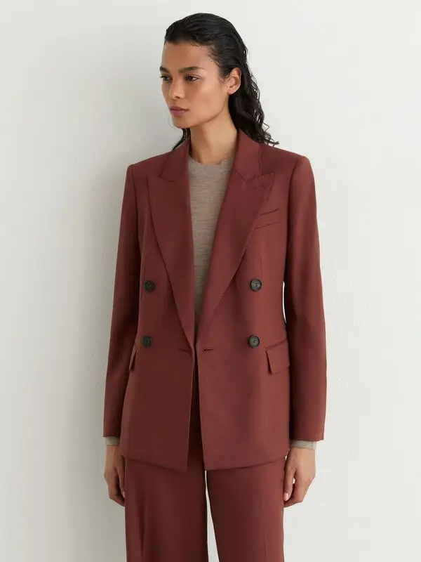 REISS Solene Petite Wool-blend Double-breasted Suit Blazer