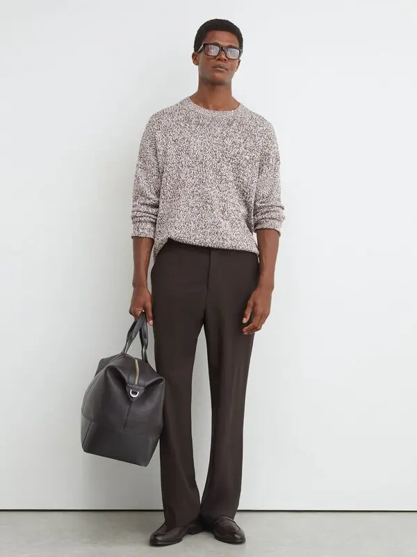 REISS Norwood Cotton-blend Marled Relaxed Jumper - White/camel