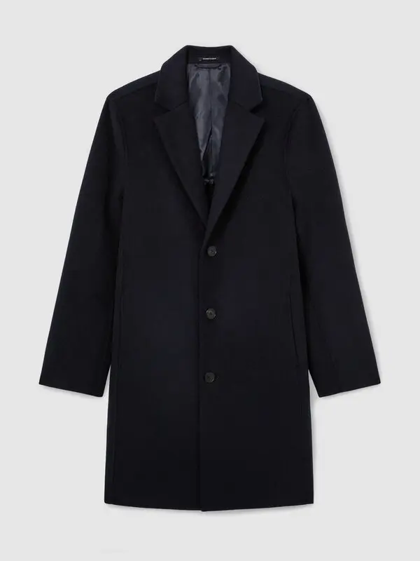REISS Knight Wool-blend Single-breasted Epsom Coat - Navy