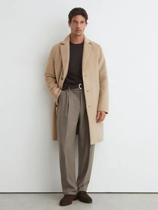 REISS Knight Wool-blend Single-breasted Epsom Coat - Oatmeal