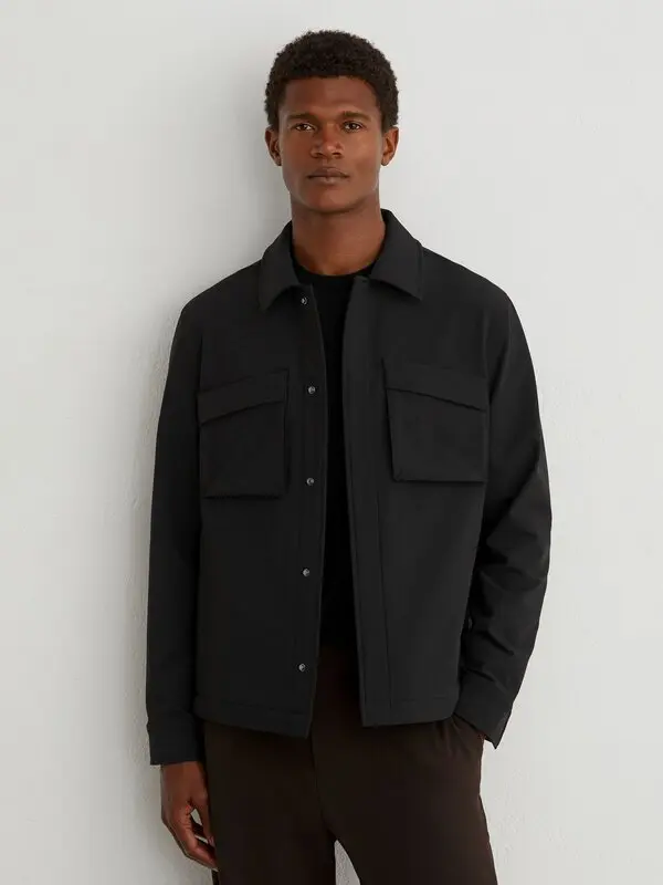 REISS Divide Technical Twin-pocket Overshirt - Black