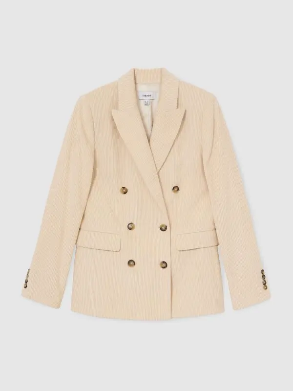 REISS Sadie Petite Cotton Corduroy Double-breasted Blazer
