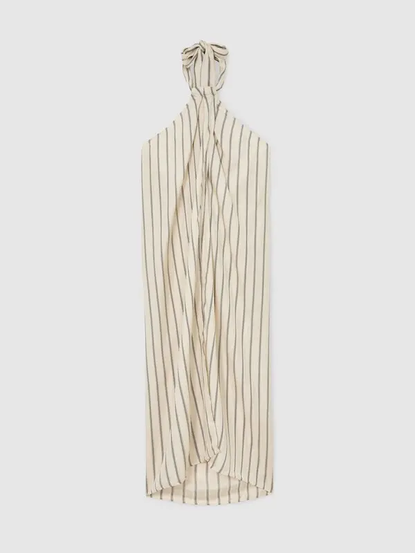 REISS Isabella Halterneck Stripe Split-front Resort Top