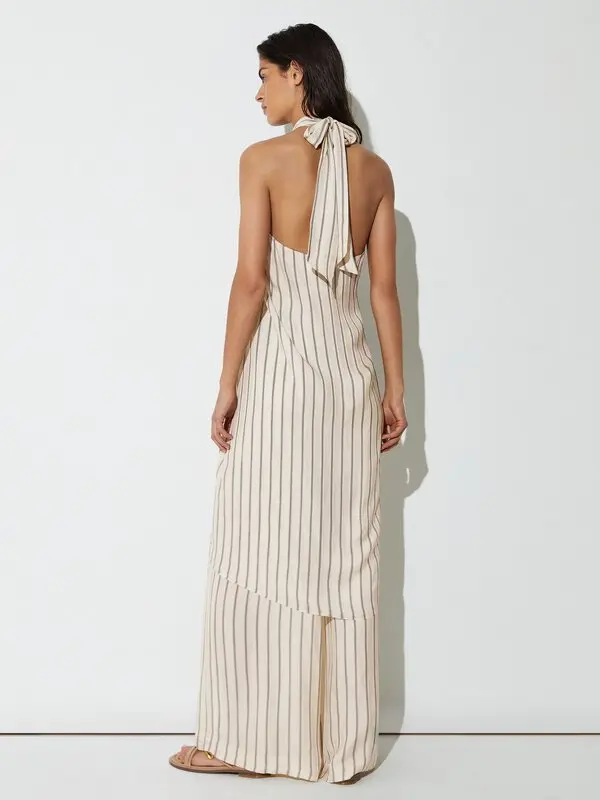 REISS Isabella Halterneck Stripe Split-front Resort Top