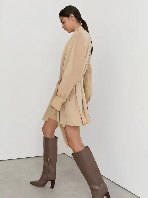 REISS Iman Tie-neck Belted Mini Dress