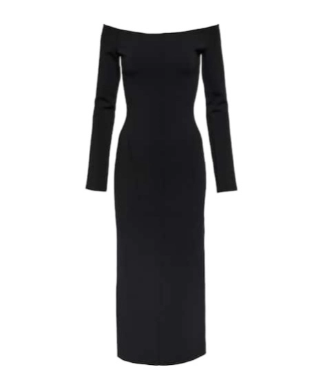 Galvan Aphrodite Off-shoulder Long-sleeve Midi Dress