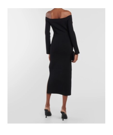 Galvan Aphrodite Off-shoulder Long-sleeve Midi Dress