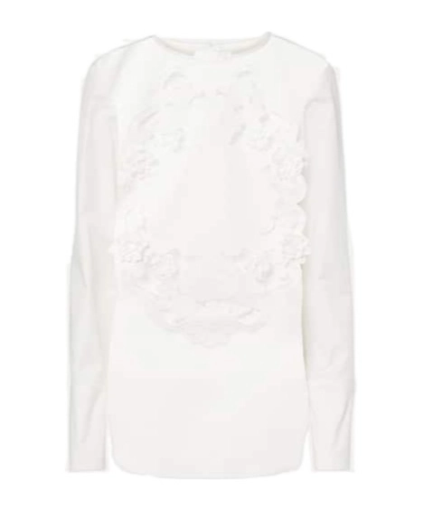 Oscar De La Renta Embroidered Cotton Blouse