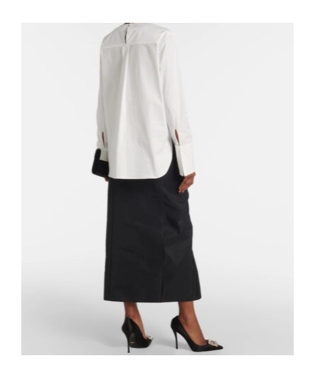 Oscar De La Renta Embroidered Cotton Blouse