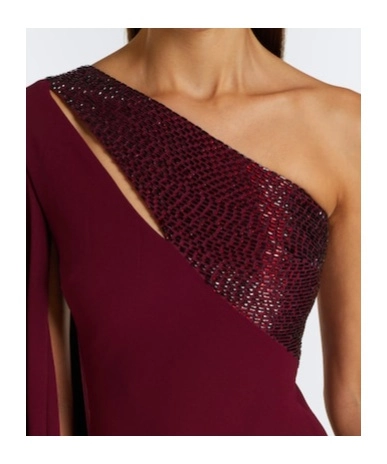 Roland Mouret Embellished Caped One-shoulder Gown