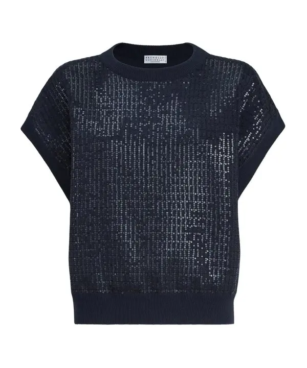 Brunello Cucinelli Dazzling Check-pattern Top - Blue