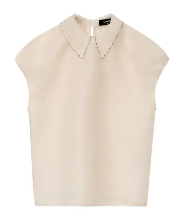 Fabiana Filippi Sleeveless Collared Sheer Top