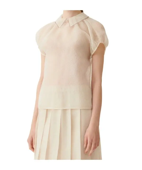 Fabiana Filippi Sleeveless Collared Sheer Top