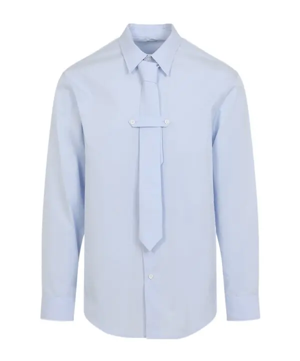 Dries Van Noten Long Sleeve Tie Buttoned Shirt - Blue