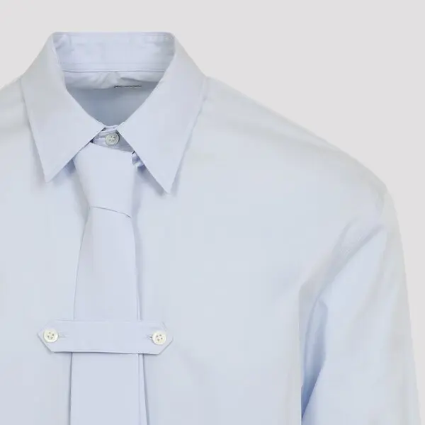 Dries Van Noten Long Sleeve Tie Buttoned Shirt - Blue