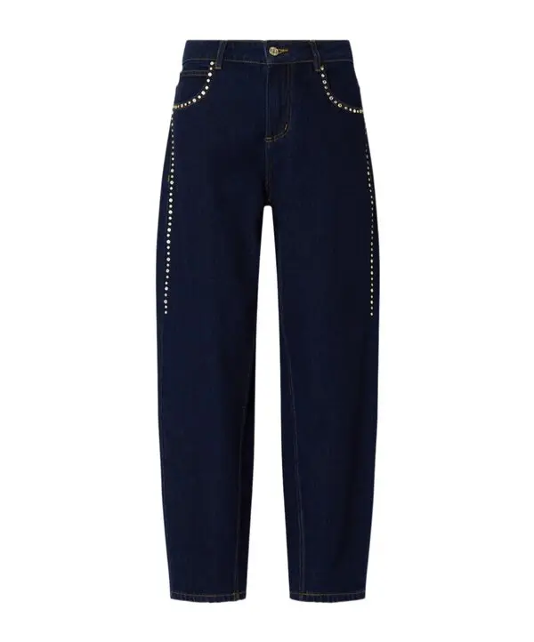 Liu Jo High-waisted Jeans With Rhinestones - Normal Wash
