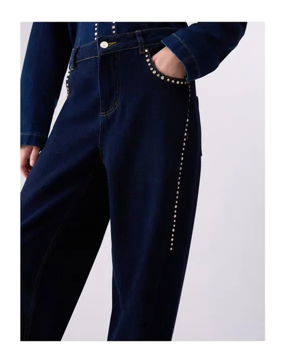 Liu Jo High-waisted Straight Leg Jeans With Rhinestone Embellishments