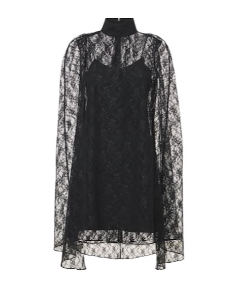 RODARTE Caped Floral Lace Minidress - Black