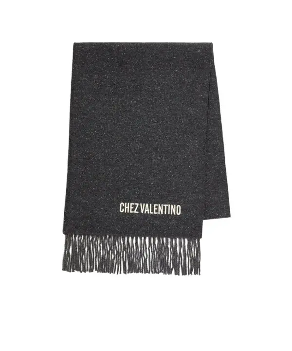 Valentino Garavani Wool Scarf With Vlogo Embroidery - No
